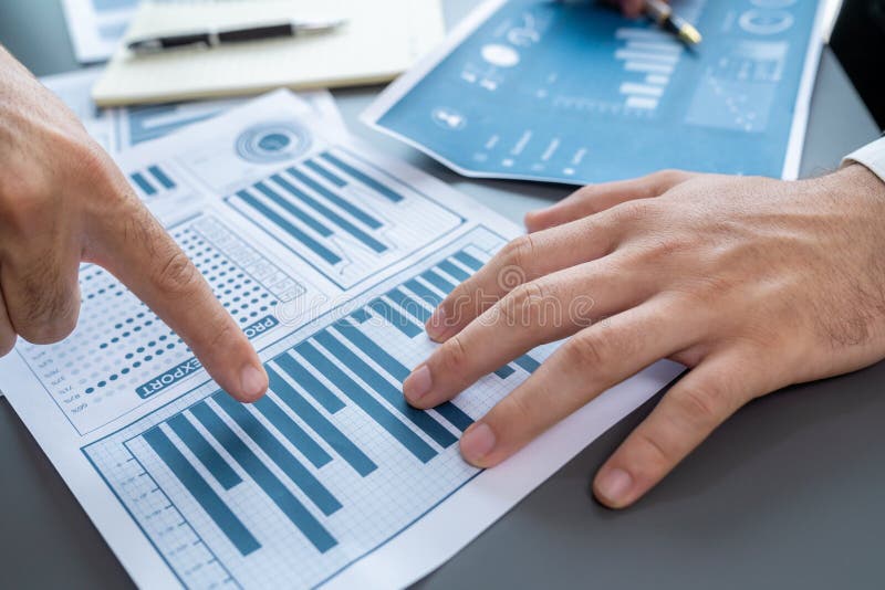 Closeup Busy Analyst Team Discussing Financial Data on Laptop. Fervent ...