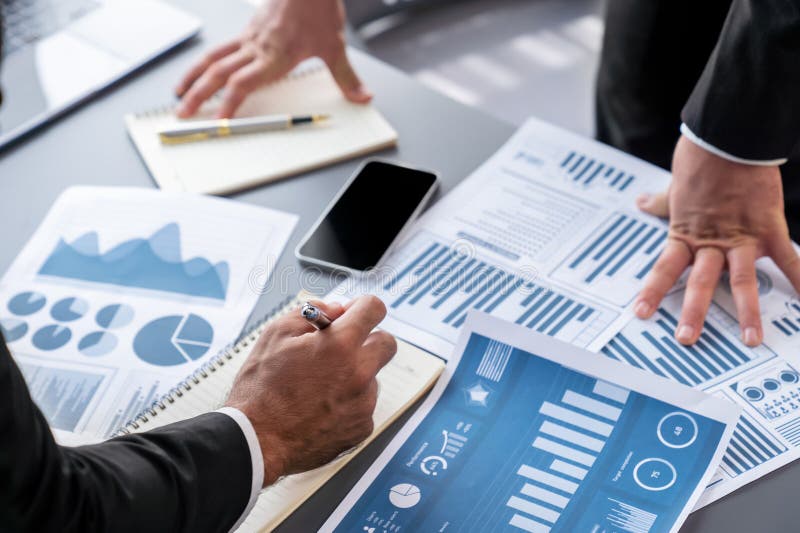 Closeup Busy Analyst Team Discussing Financial Data on Laptop. Fervent ...