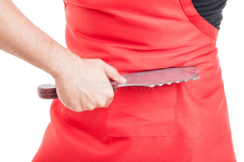 Closeup of Butcher Hand Stabbing Tummy Stock Image - Image of cropped ...