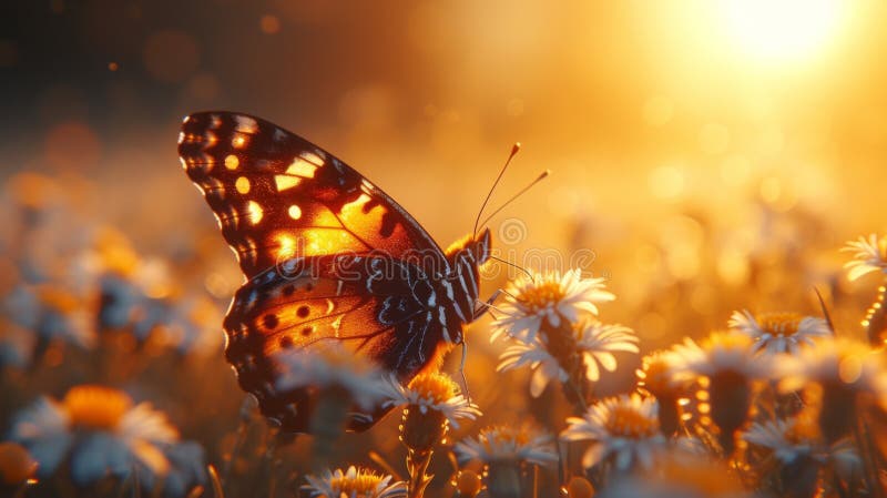 Closeup of a Butterfly Gracefully Fluttering through the Tall Gr Its ...