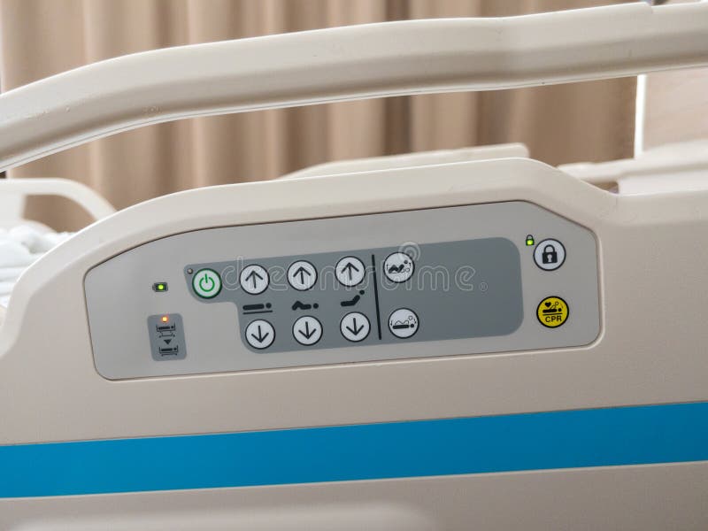 Closeup of the Button for Controlling the Electric Patient Bed Stock ...