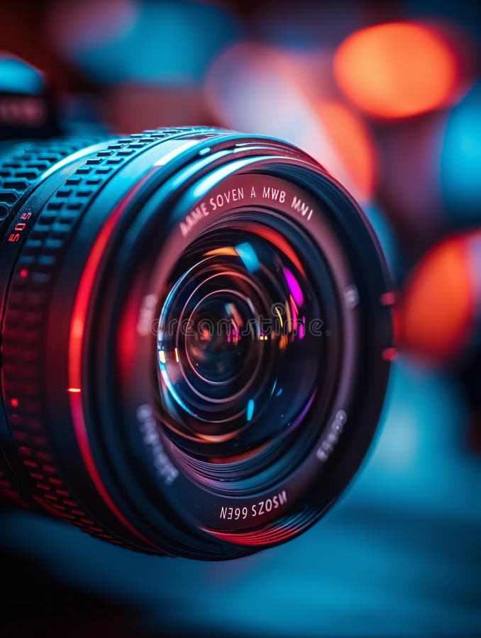 A Closeup of a Camera Lens Capturing Its Details and Reflections Stock ...