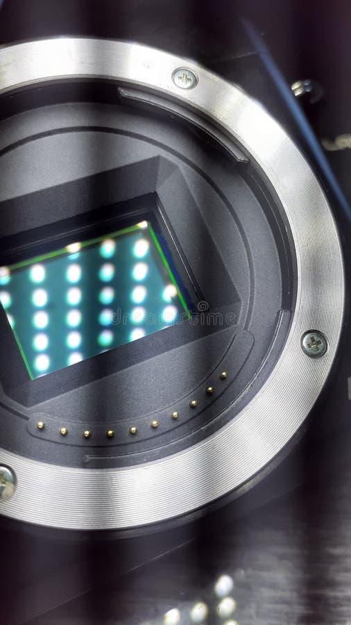 Closeup of a Camera Sensor on a Camera Lens Stock Image - Image of ...