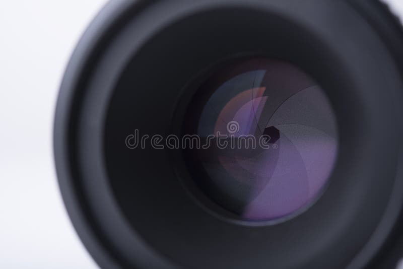 Closeup Camera Shutter Lens Isolated on White Stock Photo - Image of ...