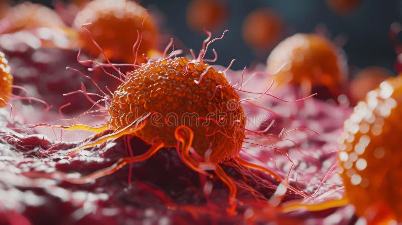 A Closeup of a Cancer Cell in the Process of Replicating Displaying Its ...