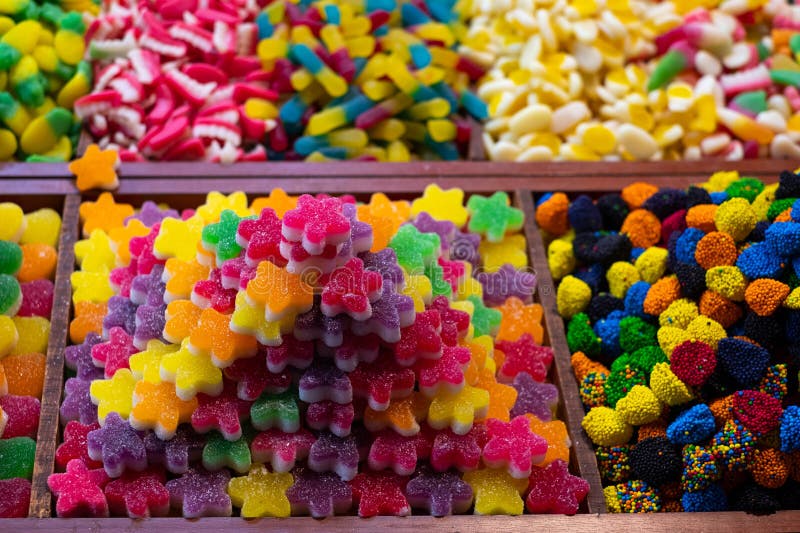 Closeup of Candy and Jelly Sweets for Sale Stock Photo - Image of ...