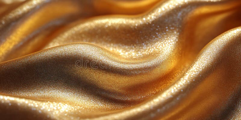 Abstract Golden Fabric Texture with Soft Folds and Glittering Surface ...