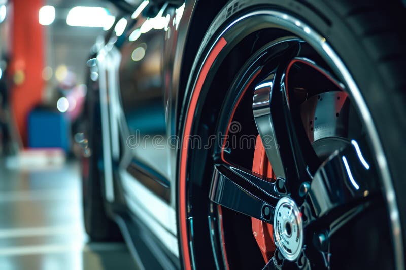Closeup of a Car Rim with Painted Racing Stripes Stock Photo - Image of ...