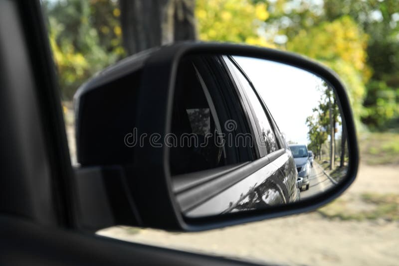 Closeup of Car Side Rear View Mirror Stock Photo - Image of driving ...