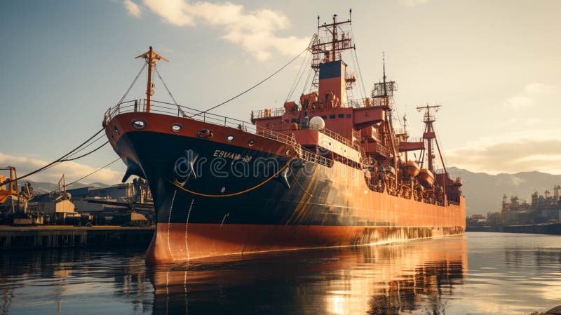 Closeup Cargo Ship Front View Stock Photo - Image of ocean, import ...