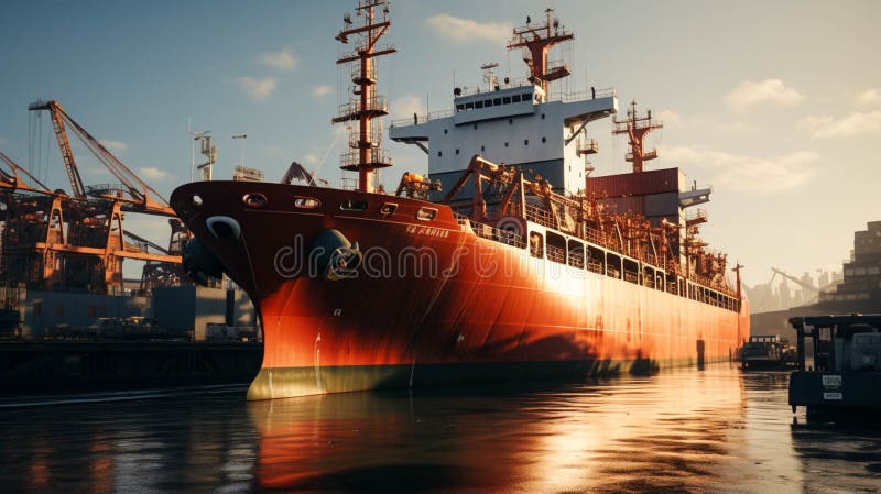 Closeup Cargo Ship Front View Stock Photo - Image of blue, logistic ...