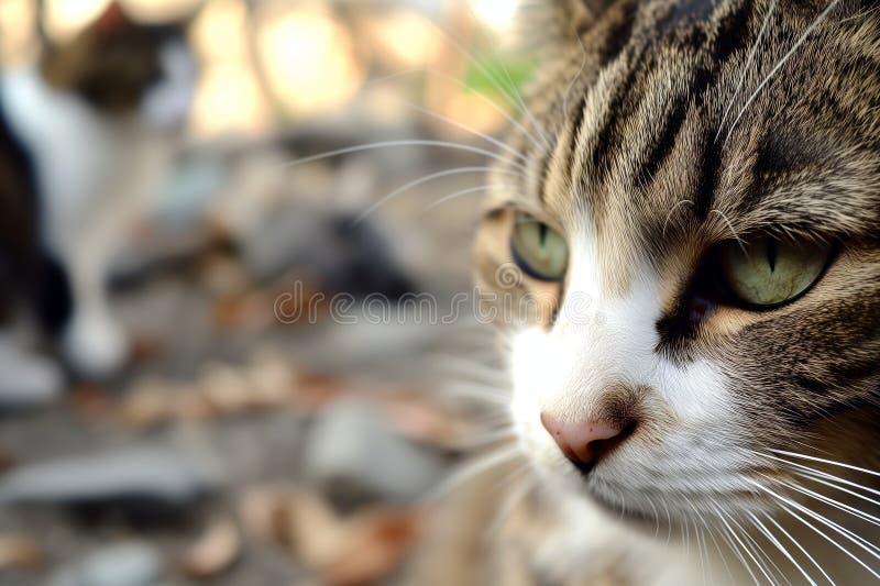 Closeup of Cats Face with Focus on Mouse in Background Stock Photo ...