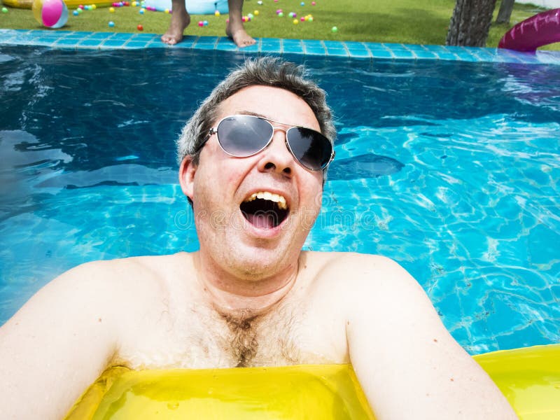 Closeup of Caucasian Man in the Pool Stock Photo - Image of pool ...