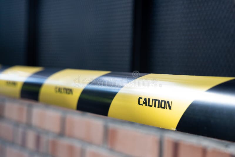 Closeup of Caution Tape Barricade Area from Access from Location Stock ...