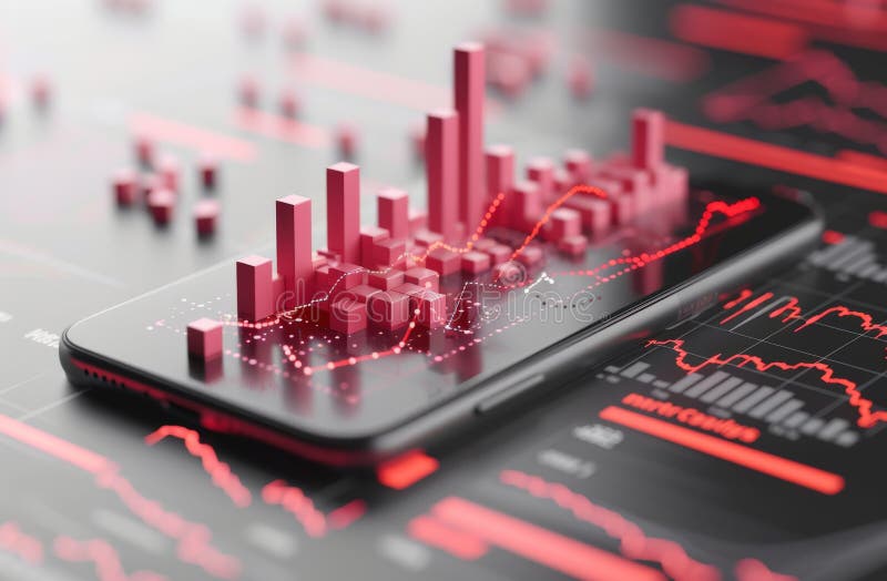 Closeup of a Cell Phone Displaying a Graph on Its Screen Stock Photo ...