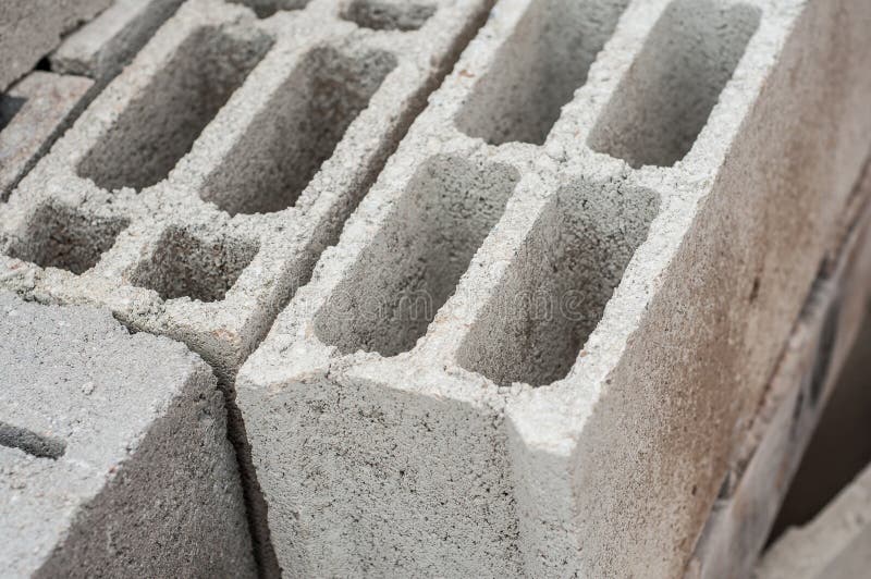Cement Bricks Pile in Construction Site Stock Photo - Image of ...