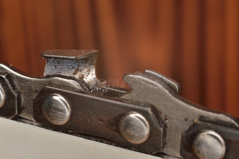 Closeup on Chain Saw Link Side View. Chainsaw Cutting Tooth Stock Photo ...