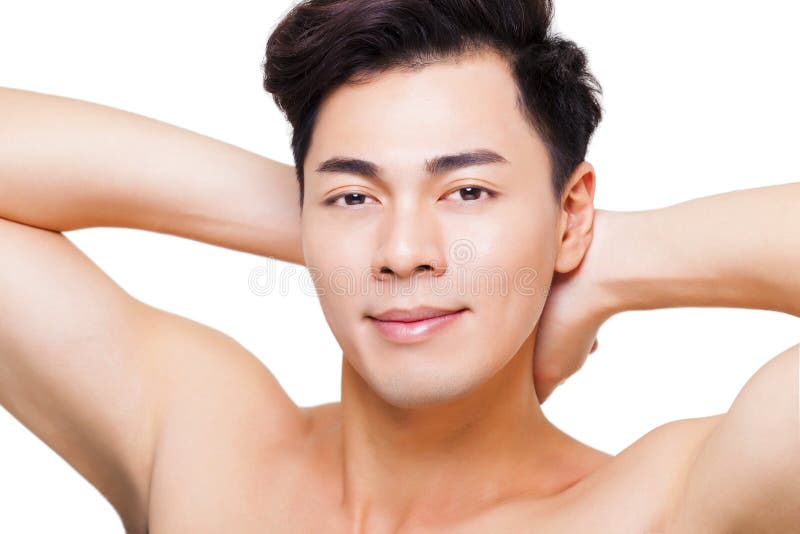 Closeup Charming Young Man Face Stock Photo - Image of eyes, cosmetics ...