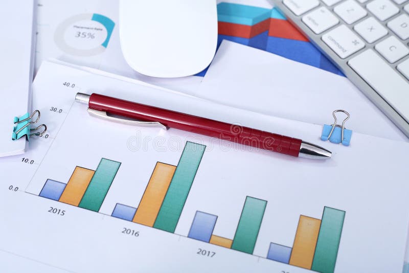Closeup of Chart Paper, Pen, Keyboard and Mouse Editorial Stock Photo ...