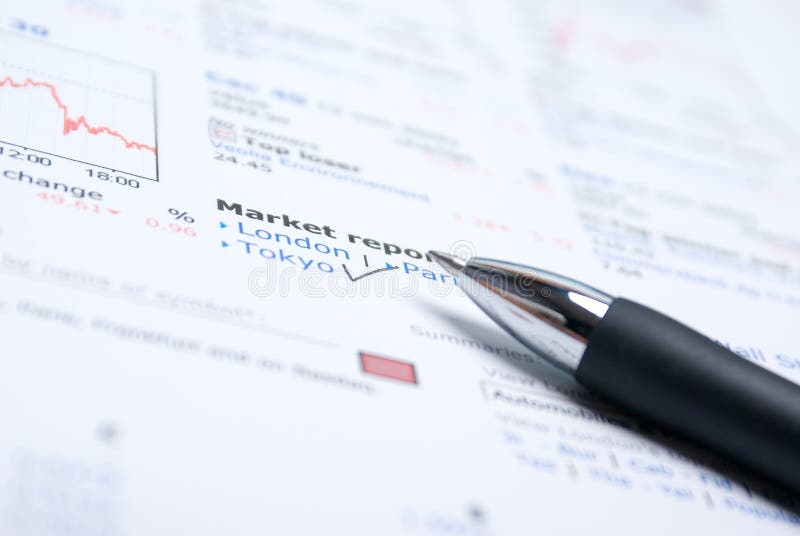 Closeup of a Chart with a Pen,mark on Document Stock Photo - Image of ...