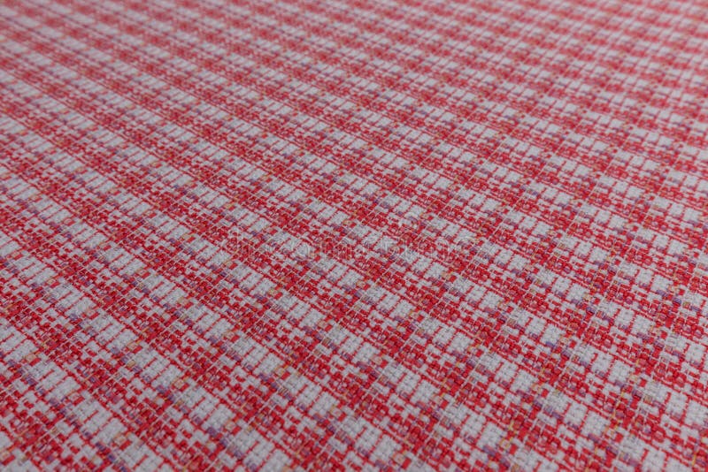 Closeup of Checkered Red Fabric with Textile Texture Background Stock ...