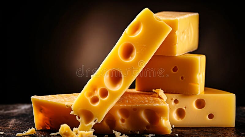 Closeup of Cheese on Dark Background Generative AI Stock Illustration ...