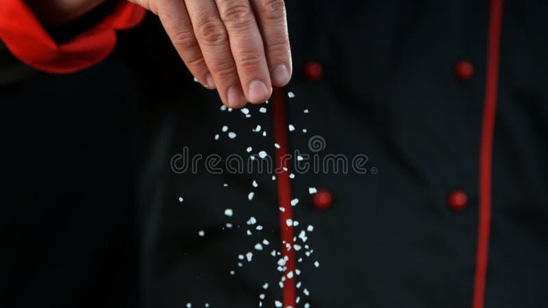 Closeup of Chef Pouring Coarse-grained Salt Stock Image - Image of ...