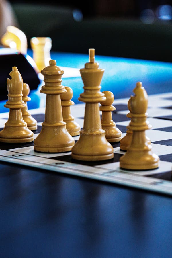 Closeup of a Chessboard with a White Pieces Arranged for a Match ...