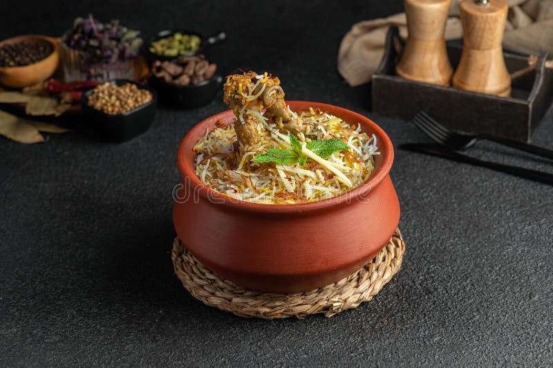 Closeup of a Chicken Biryani in a Pot on the Table Stock Photo - Image ...