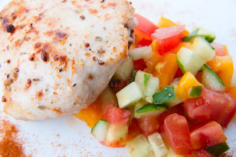 Closeup Chicken Stake with Vegetables Stock Photo - Image of roast ...