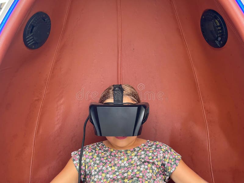 Closeup of Child Girl Using Virtual Reality Technology Headset Stock ...