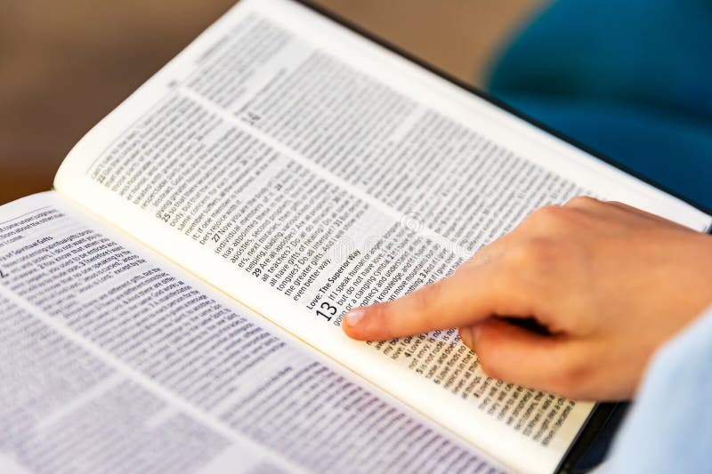 Closeup of Child S Hand while Reading the Bible Stock Photo - Image of ...