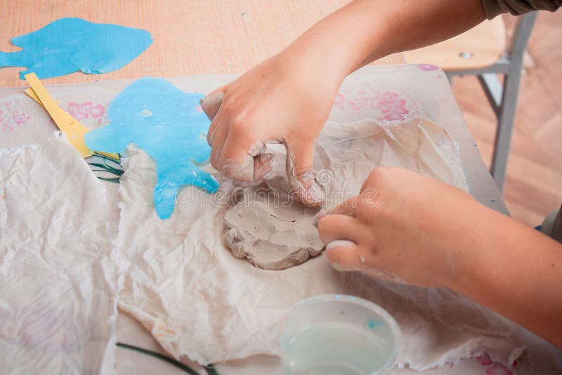 Closeup of Children S Hands Creating Stock Image - Image of ...