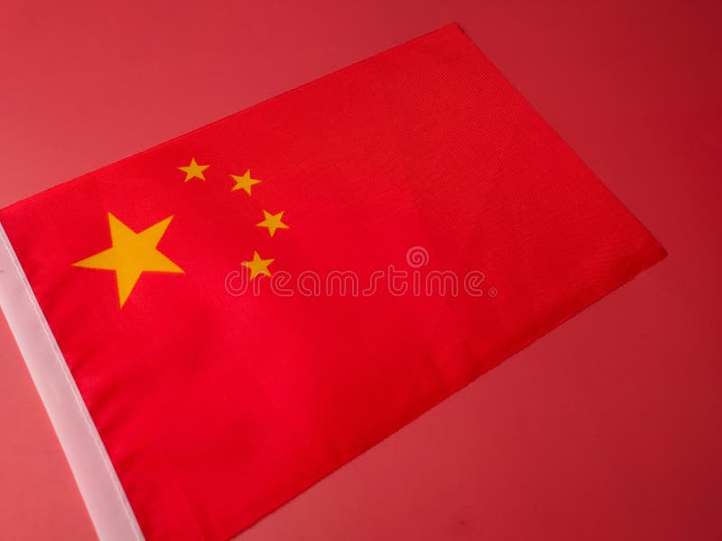 Closeup China Flag on a Red Background Stock Photo - Image of state ...