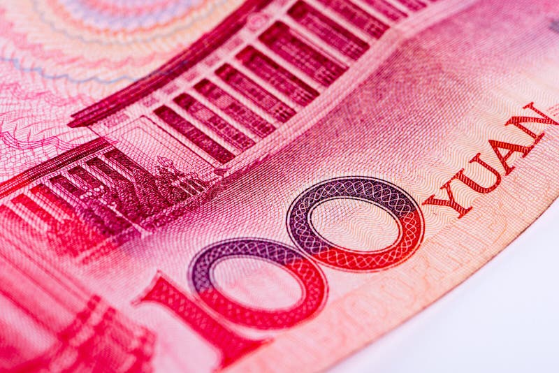 Closeup of Chinese 100 RMB Yuan Note, Focusing on Text Stock Photo ...