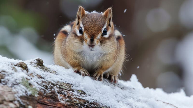 Closeup of a Chipmunk with Its Bulging Taking a Brief Break from ...
