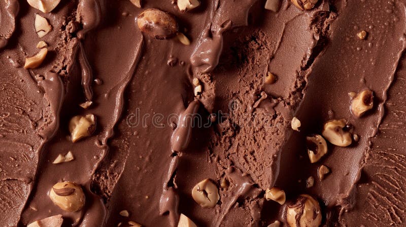 A Closeup of the Chocolate Hazelnut Ice Cream Texture, Highlighting Its ...