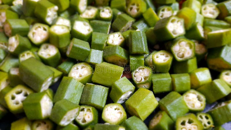 Closeup of Chopped Fresh Ladyfingers Stock Image - Image of cuisine ...