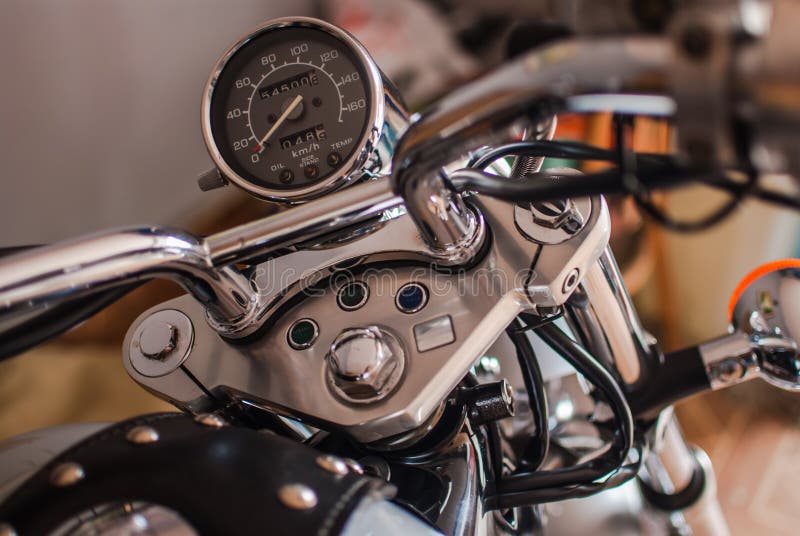 Closeup of Chopper Dashboard and Gauges. Stock Image - Image of speed ...