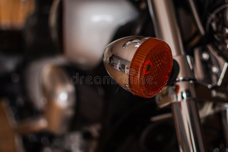 Closeup of Chopper S Chrome Turn Signals Stock Image - Image of signal ...