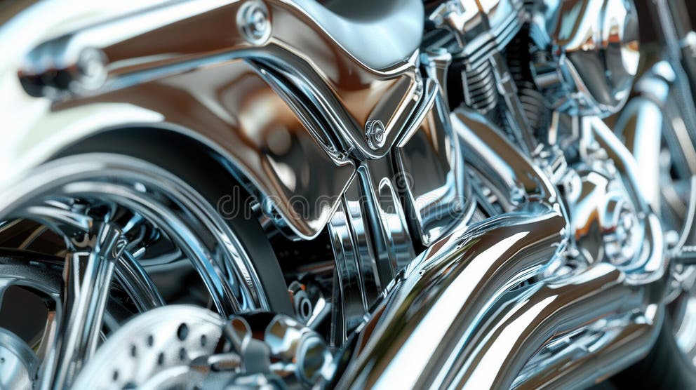 Closeup of Chromed Motorcycle Engine Stock Image - Image of machine ...