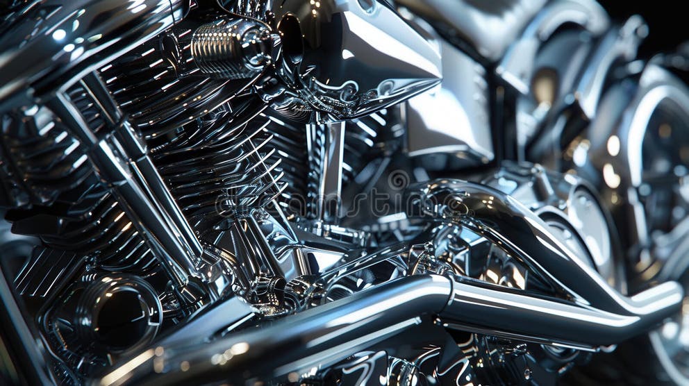 Closeup of Chromed Motorcycle Engine Stock Image - Image of motor ...
