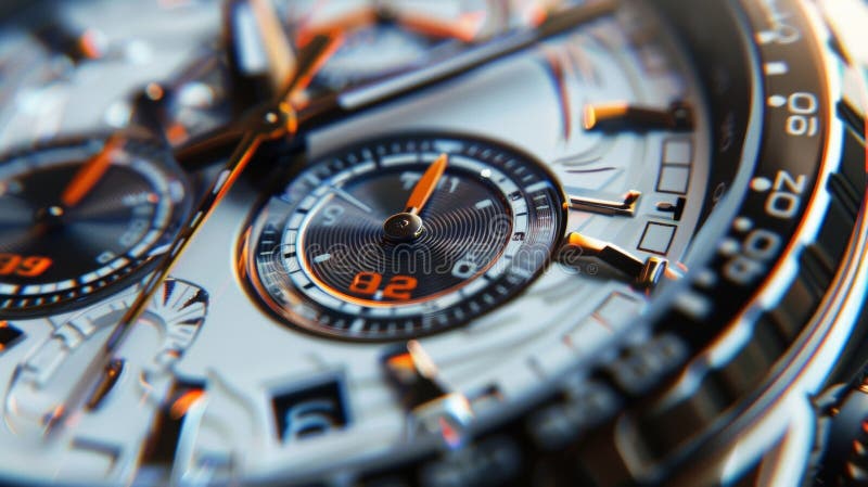 A Closeup of a Chronograph Watch with Multiple Subdials and a ...