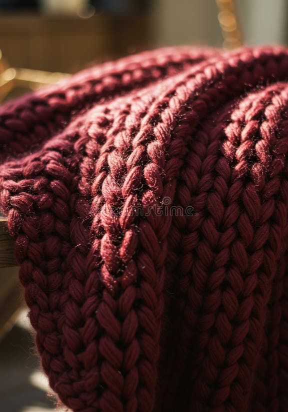 Closeup of Chunky Knit Maroon Fabric Texture Stock Illustration ...