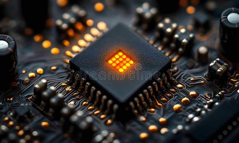 Closeup Circuit Board Processor Chip Technology Stock Photo - Image of ...