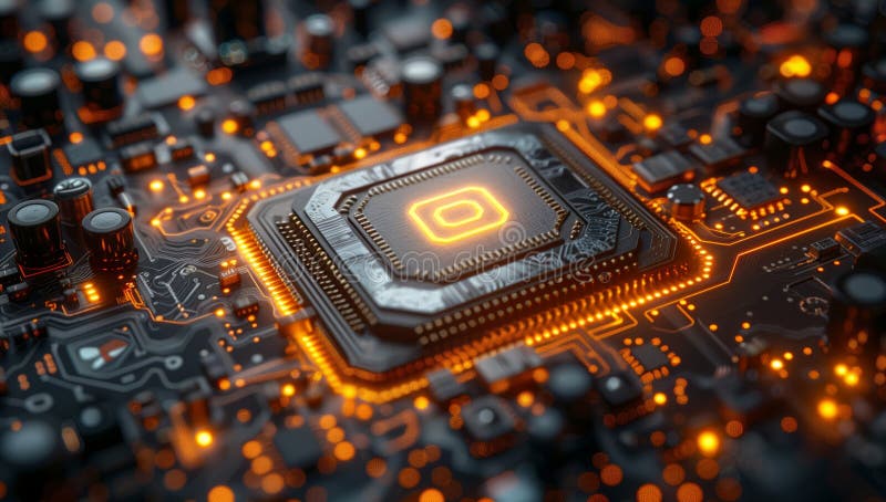 Closeup of Circuit Component on Motherboard, Resembling Urban Design ...