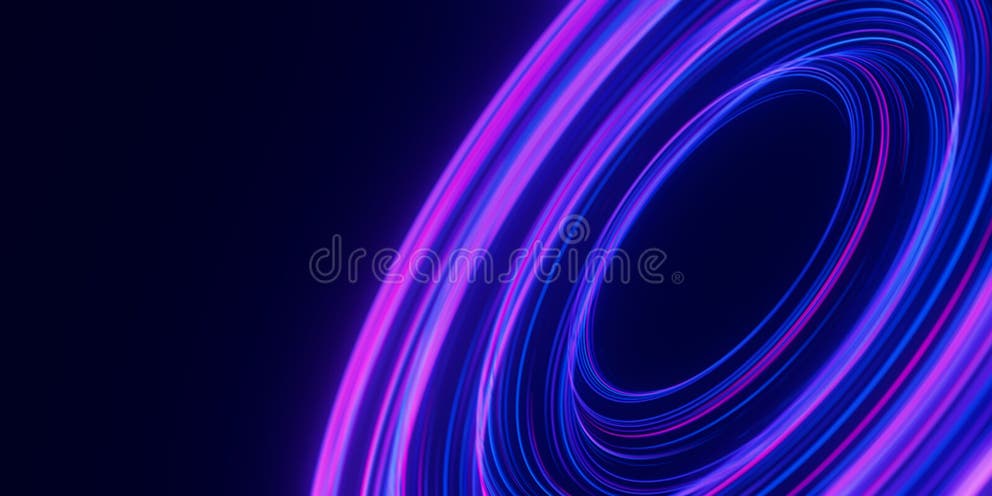 Closeup of Circular Data Light Speed Flow. Abstract Round Digital Data Stream of Quantum ...