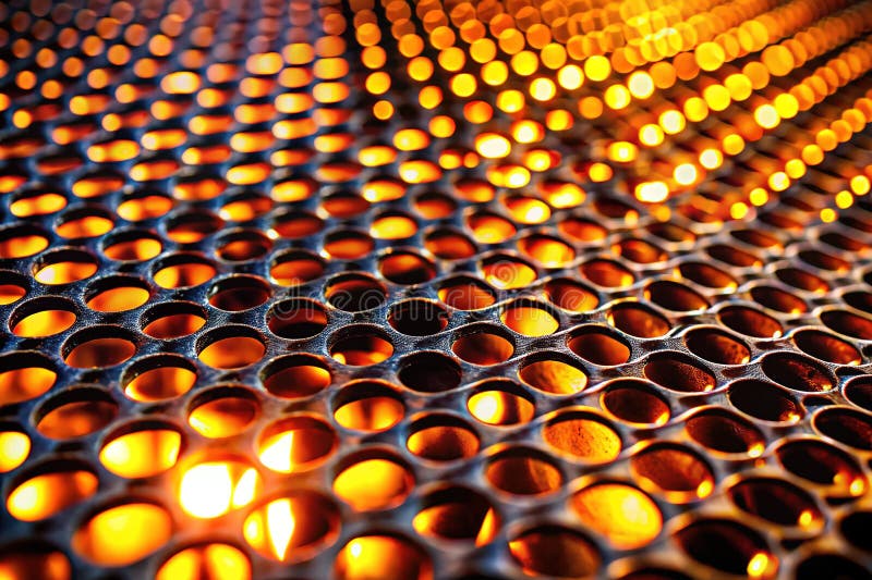 CloseUp Circular Metal Grill Pattern Illuminated Texture with Bright ...