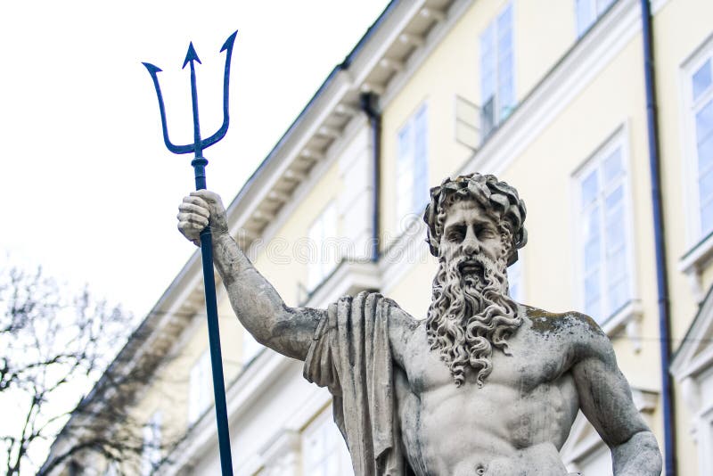 Closeup Sculpture of Poseidon with Trident Editorial Stock Photo ...