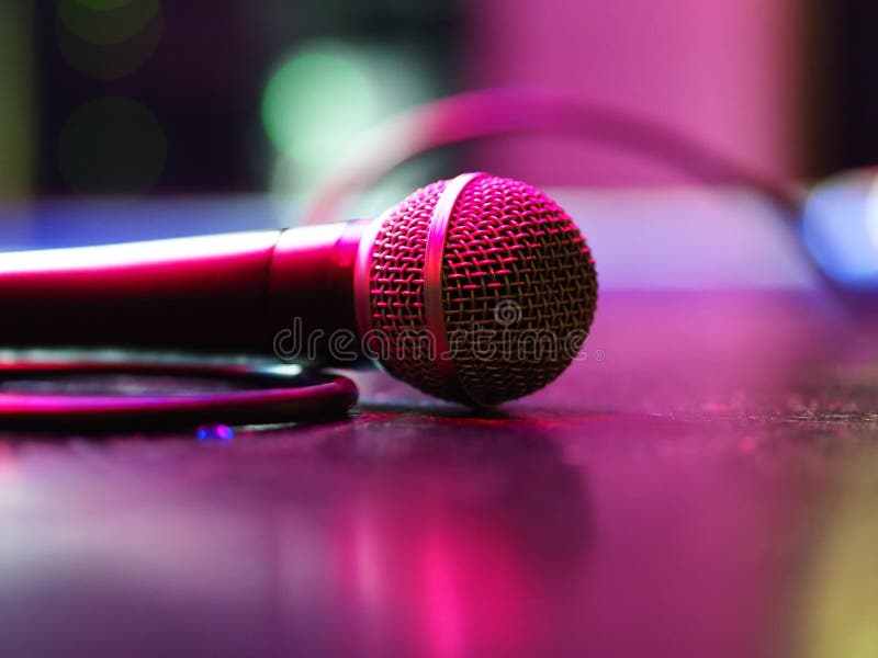 Closeup of Classic Microphone at Concert on Stage Stock Photo - Image ...